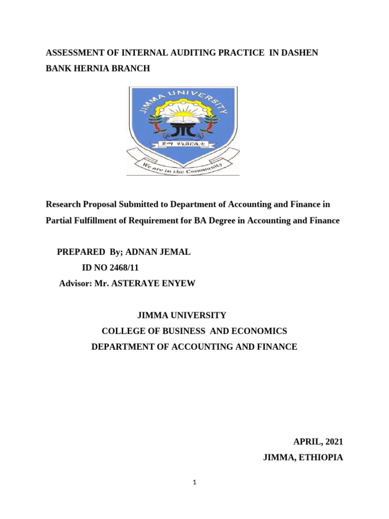 ADNAN JEMAL RESEARCH PROPOSA | PDF | Internal Control | Audit