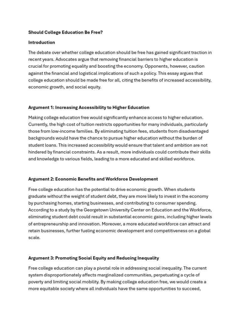 Should College Education Be Free | PDF | Taxes | Economic Inequality
