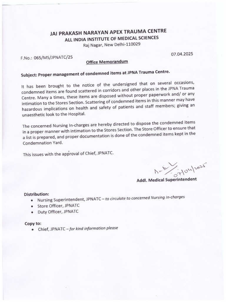 proper management of condemned items should be done at JPNATC | PDF