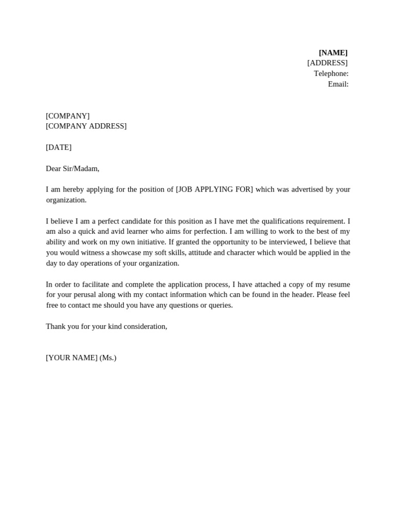 Application Letter DRAFT | PDF