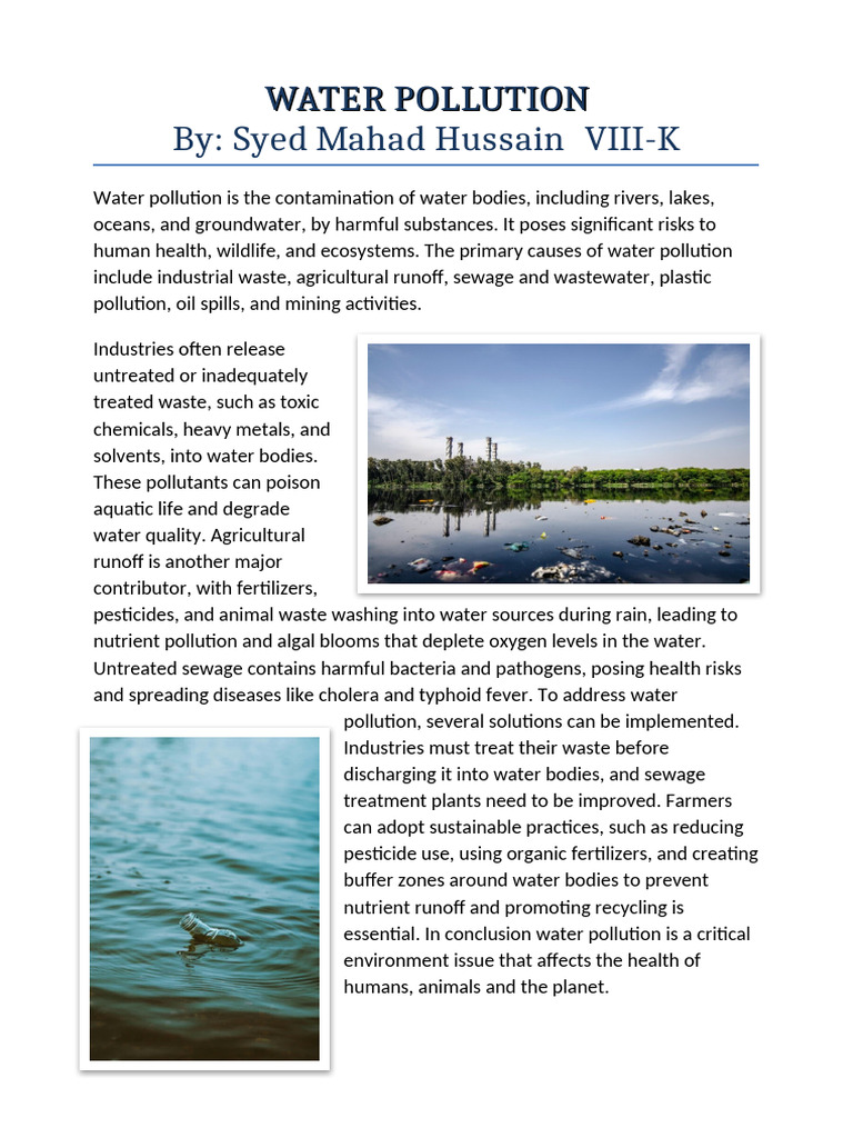 Water pollution project | PDF