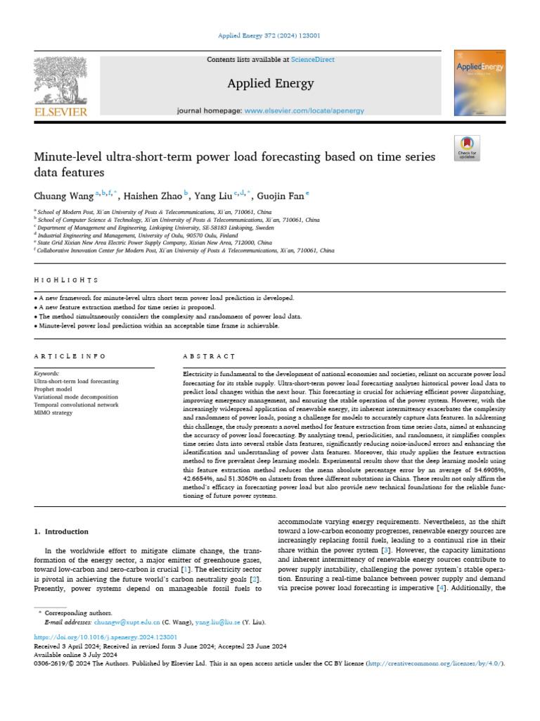 Minute-Level Power Load Forecasting Techniques | PDF | Time Series ...