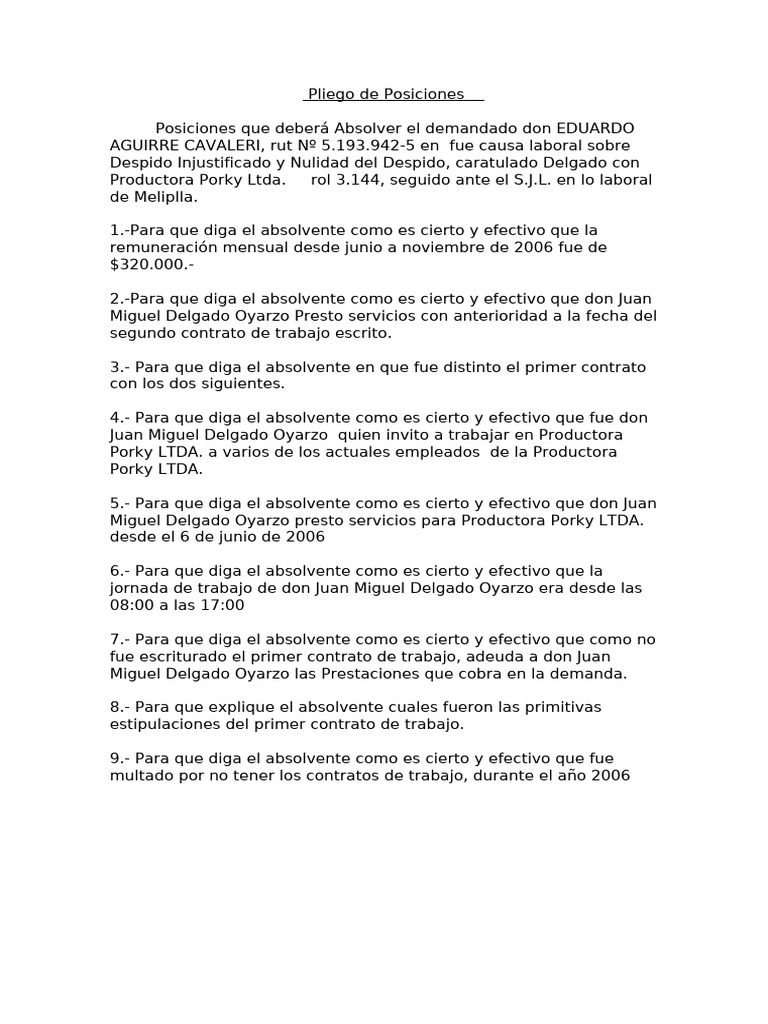 Pliego de Posiciones | PDF