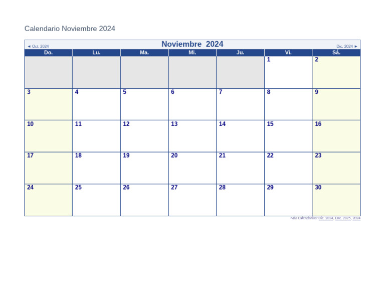 Calendario de Noviembre 2024 | PDF
