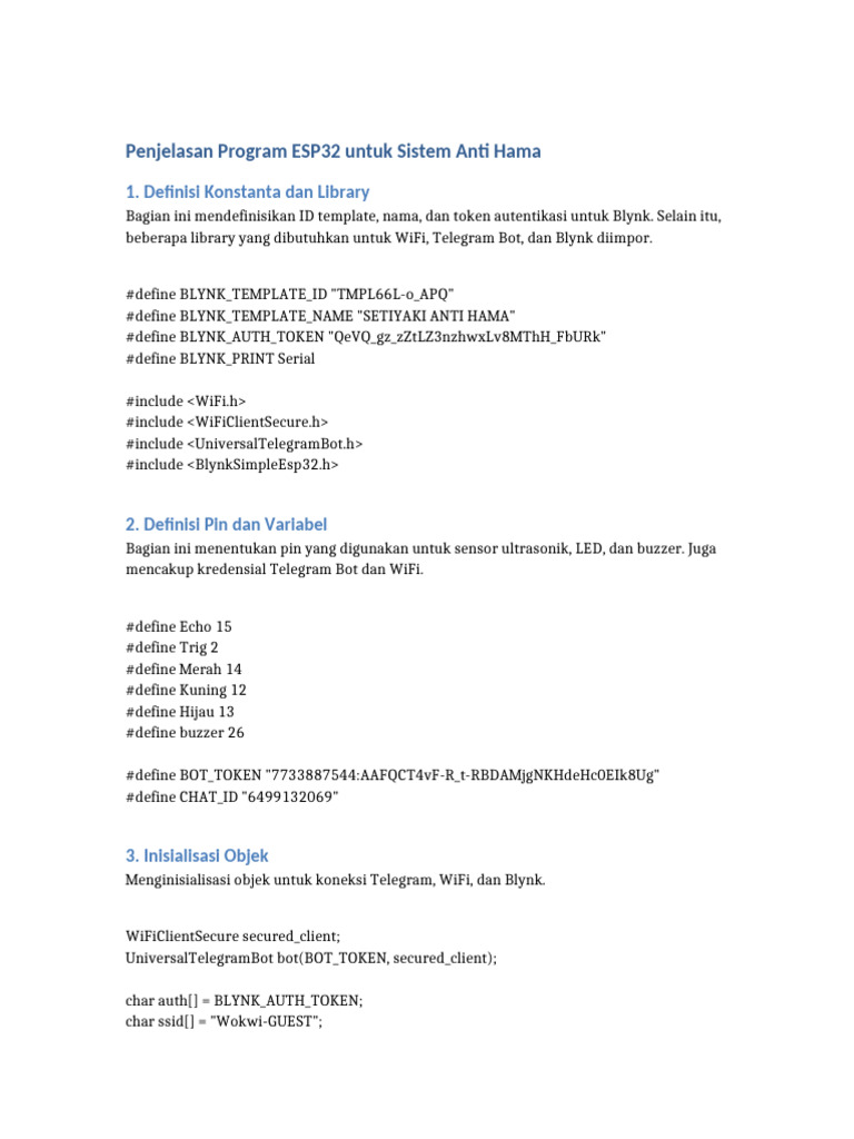 Penjelasan Program ESP32 Anti Hama | PDF