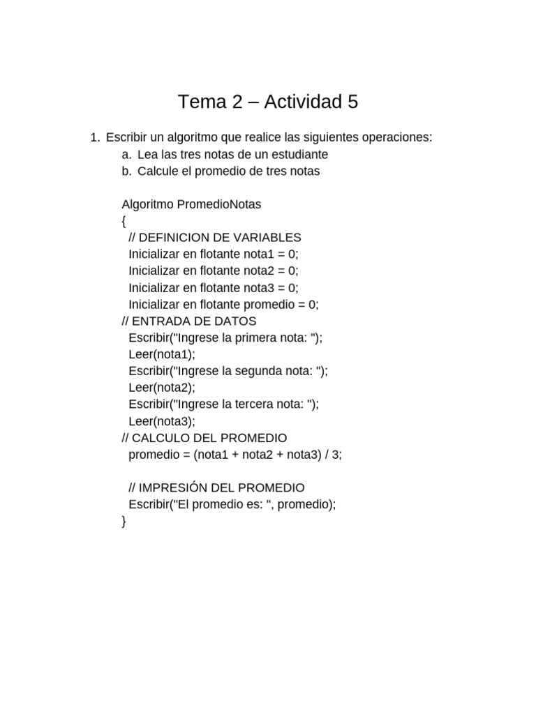 Tema 2 - Actividad 5 - Algoritmo | PDF | Algoritmos | Triángulo