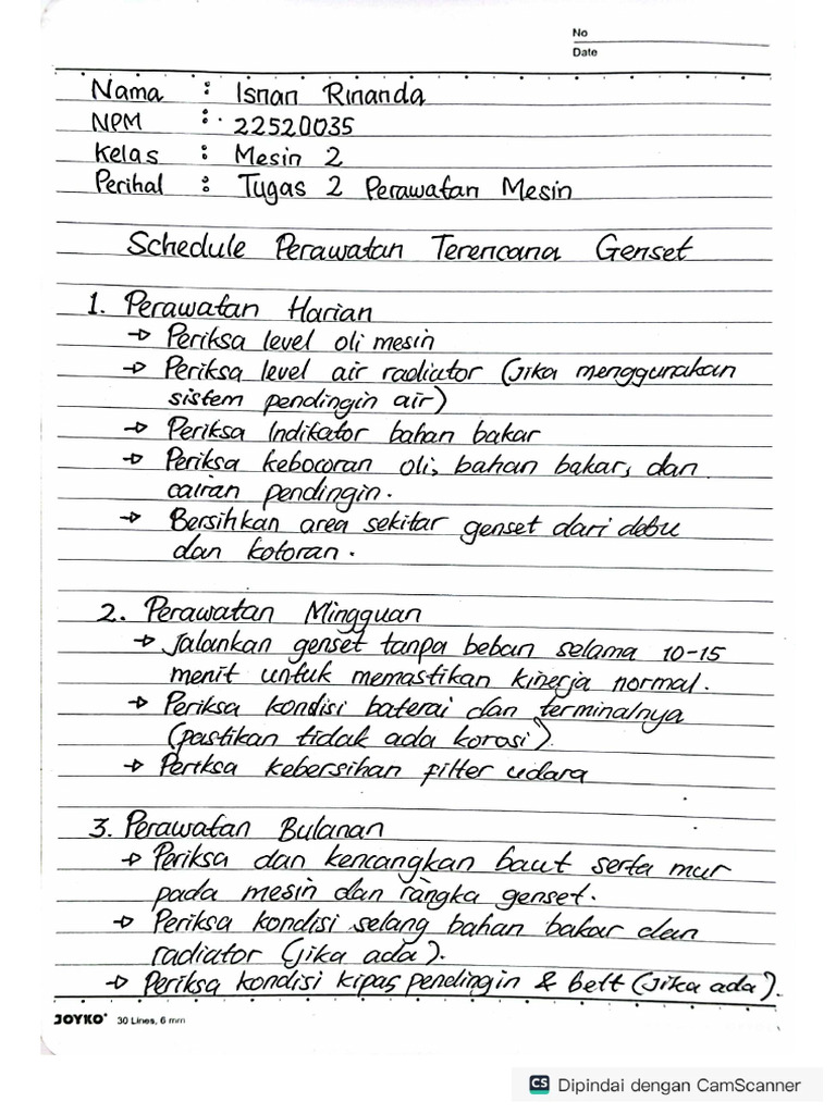 Isnan Rinanda (22520035) Tugas 2 Perawatan Mesin | PDF