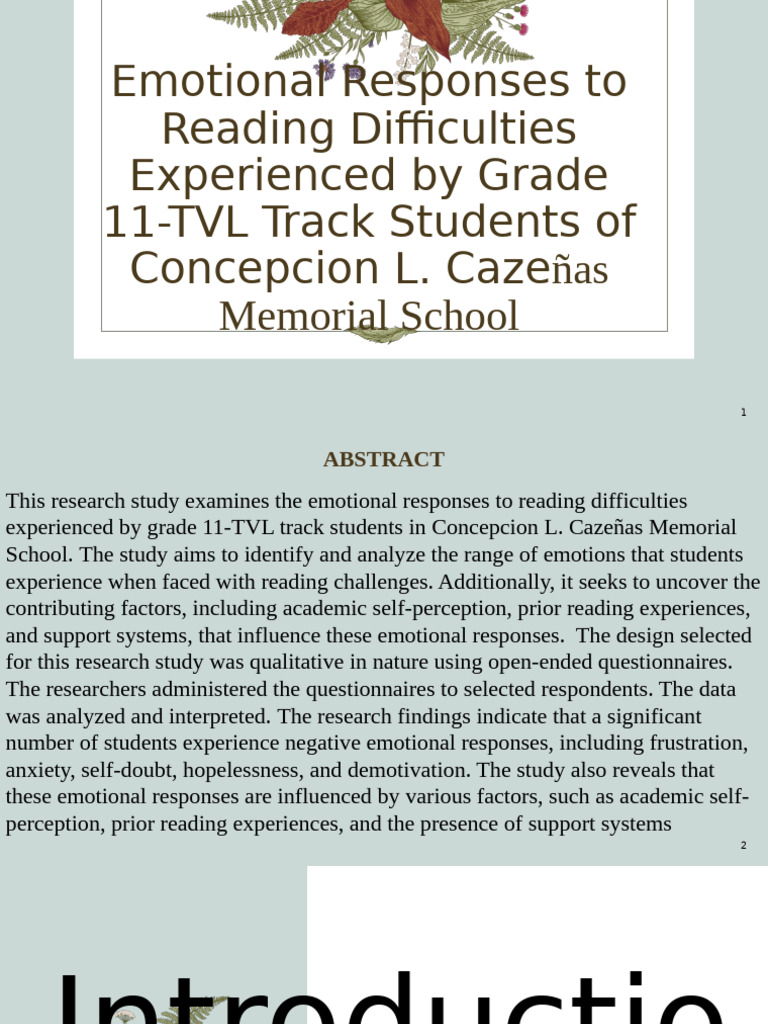 Emotional Responses to Reading Issues | PDF | Emotions | Psychology