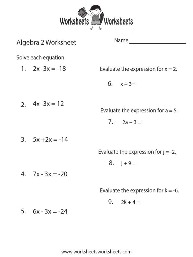 Algebra 2 Review Worksheet | PDF