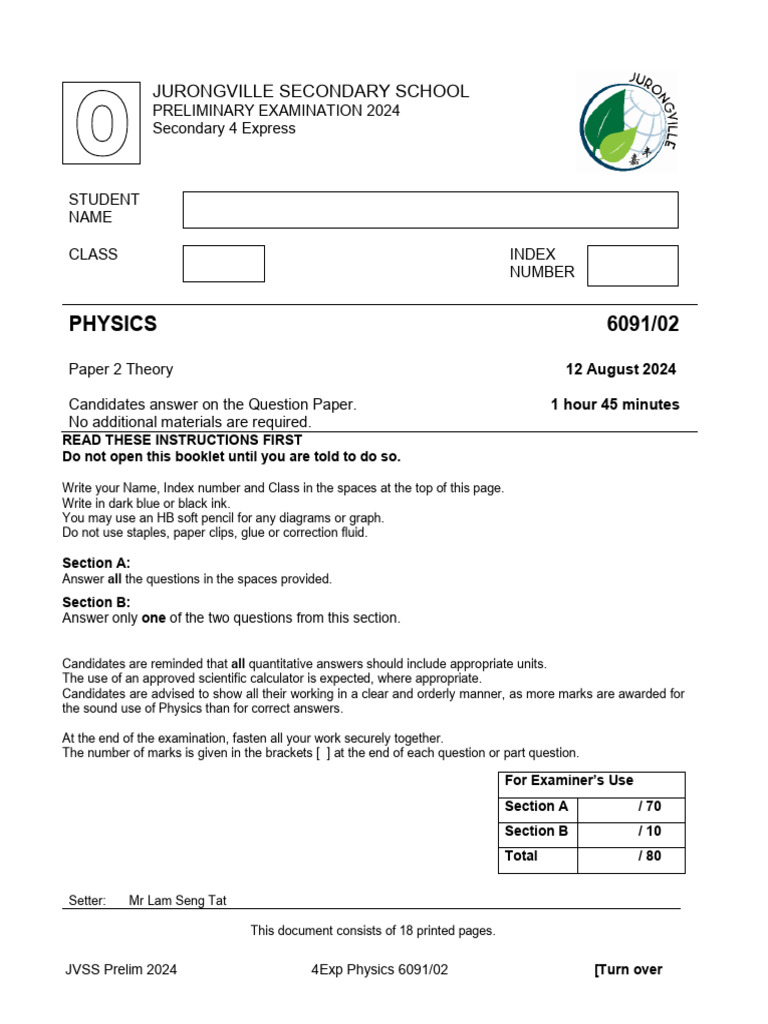 2024 JVS Physics Prelim P2 | PDF | Radioactive Decay | Physical Phenomena
