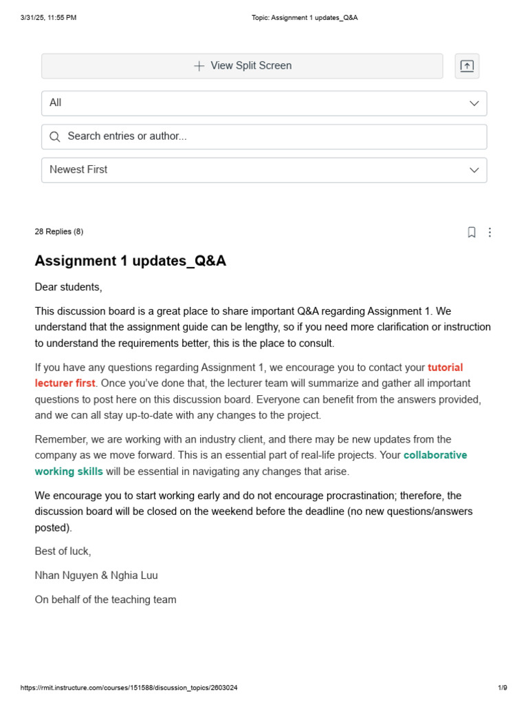 Topic - Assignment 1 Updates - Q&A | PDF