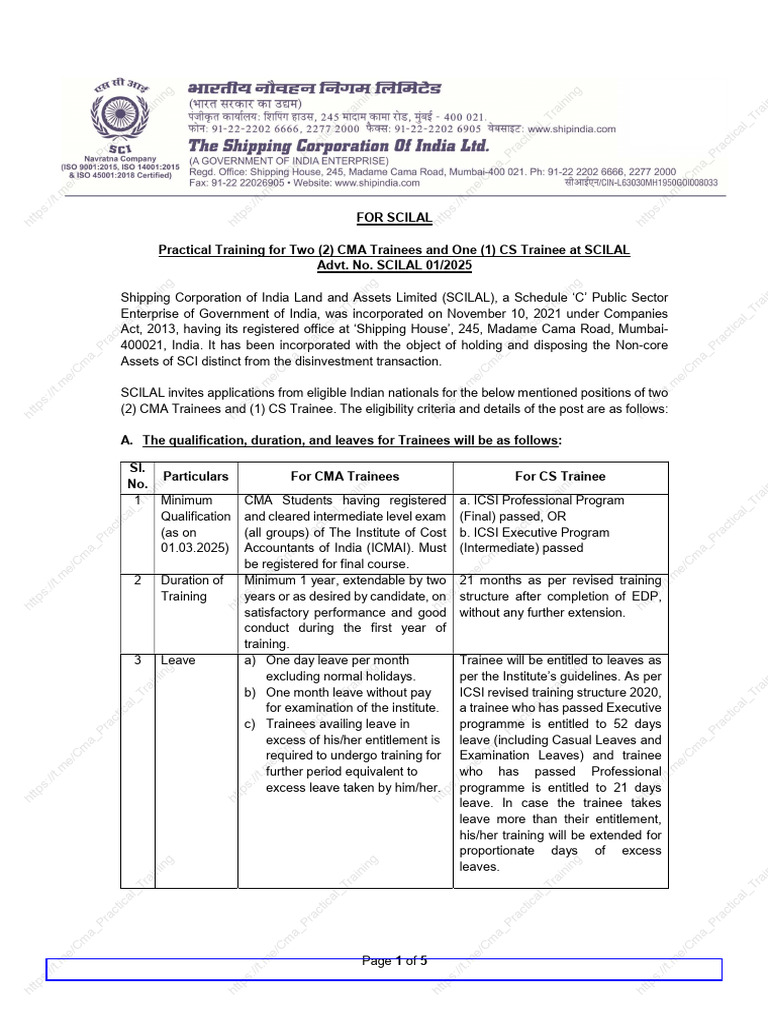 CMA INTER CS INTER Industrial training | PDF | Justice | Crime & Violence