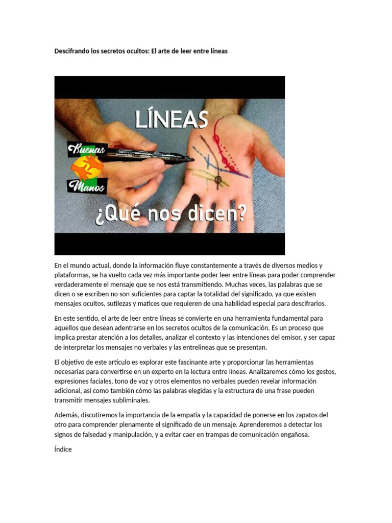 Arte de leer entre líneas: secretos revelados | PDF | Blog | Comunicación