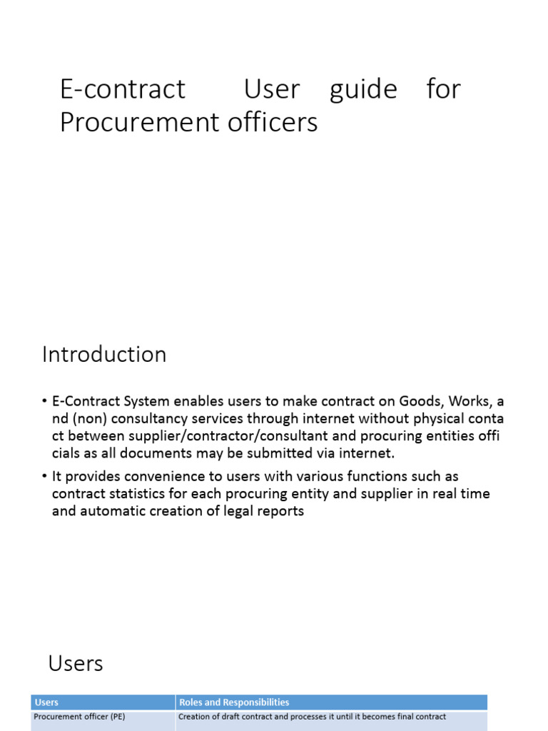 E-Contract System User Guide for Officers | PDF | Taxes
