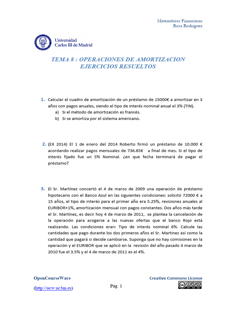 Ejercicio 8 | PDF | Interés | Bancario