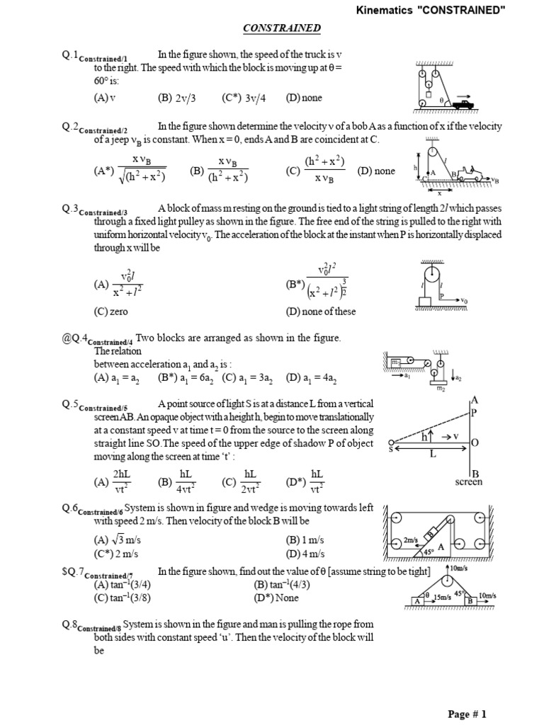 Constrained (1 To 50) With Answer | PDF | Velocity | Acceleration