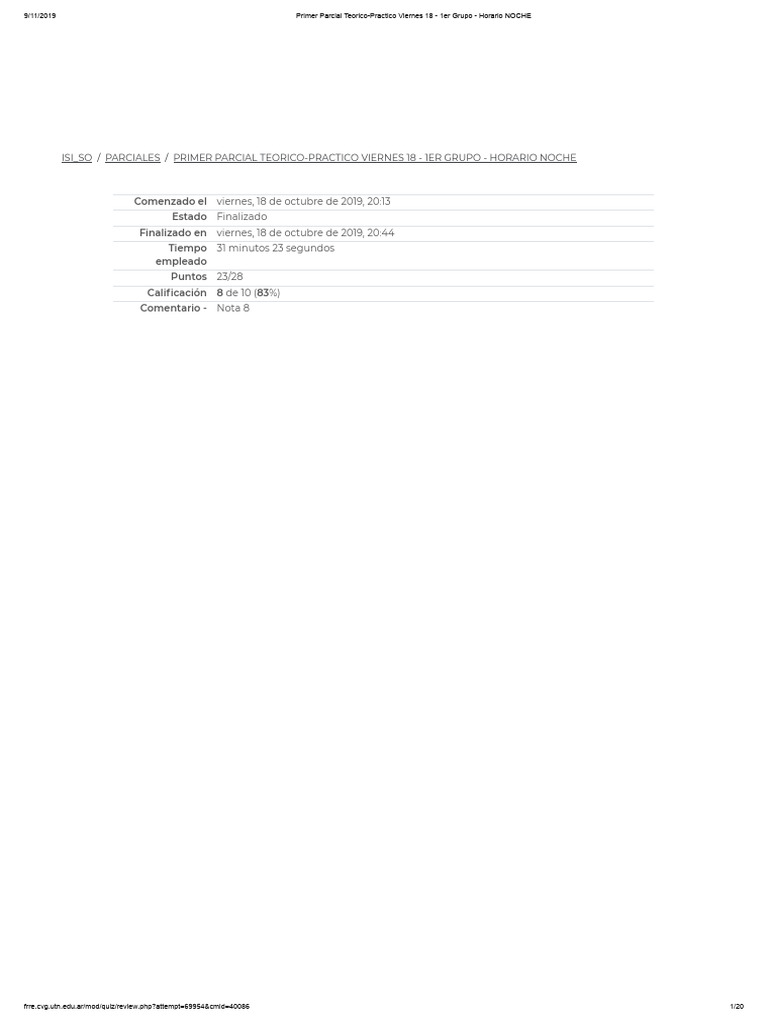 Primer Parcial Teorico-Practico Viernes 18 - 1er Grupo - Horario NOCHE (1) | PDF | Hilo ...