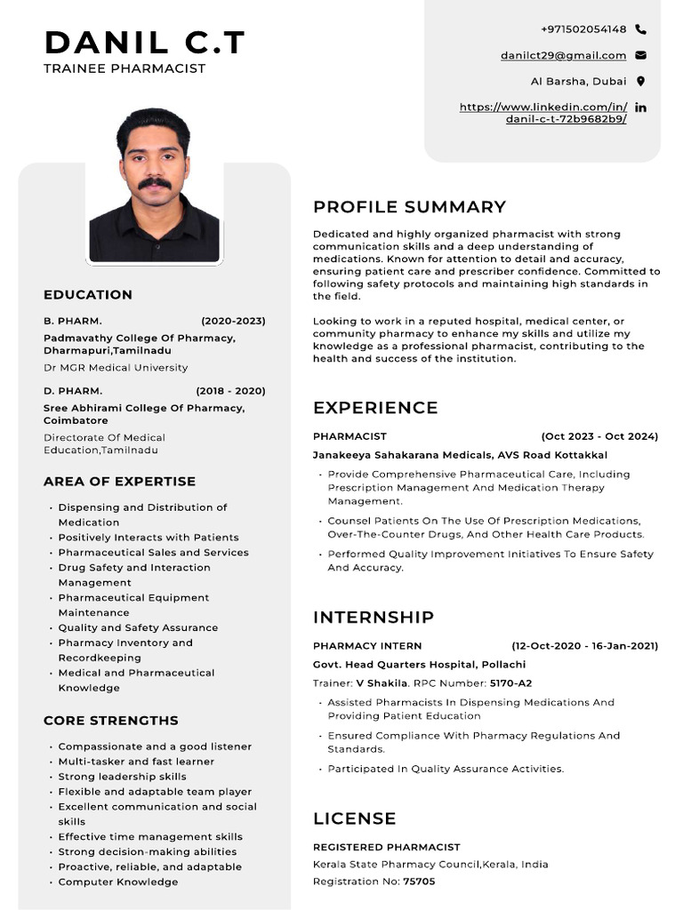 Trainee Pharmacist Profile Summary | PDF | Pharmacy | Health Sciences