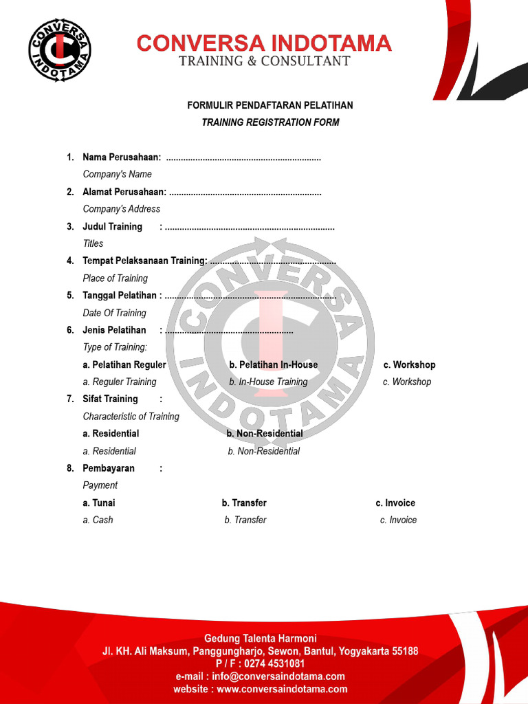 Training Registration Form Template | PDF