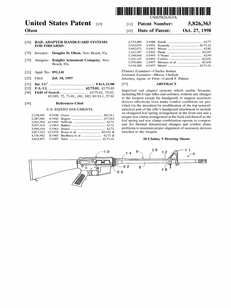 KAC RAS M5 Handguard Patent | PDF | Gun Barrel | Gun