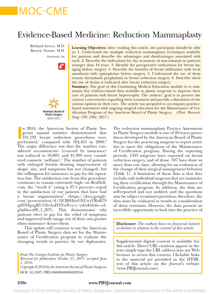 evidence_based_medicine__reduction_mammaplasty | PDF | Surgery ...