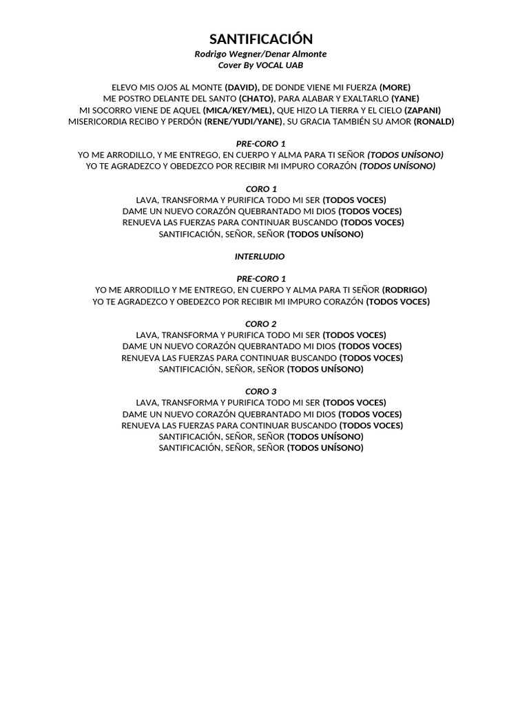 Santificación LYRIC | PDF