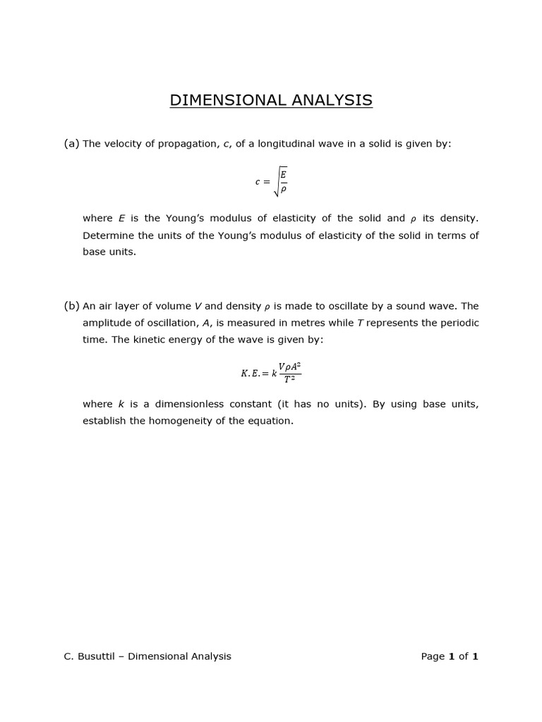 Dimensional Analysis | PDF