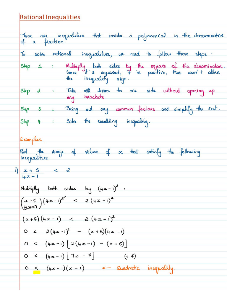 #05 Rational Inequalities | PDF