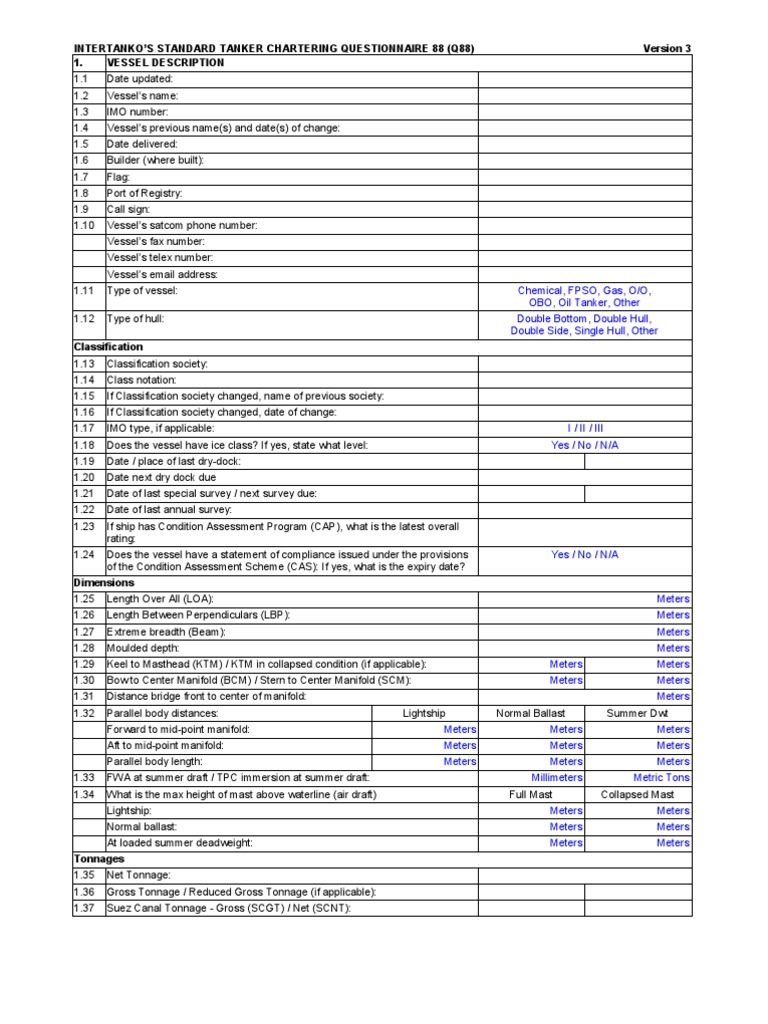 Q88 Intertanko Ver3.0 in PDF | PDF | Tonnage | Ships