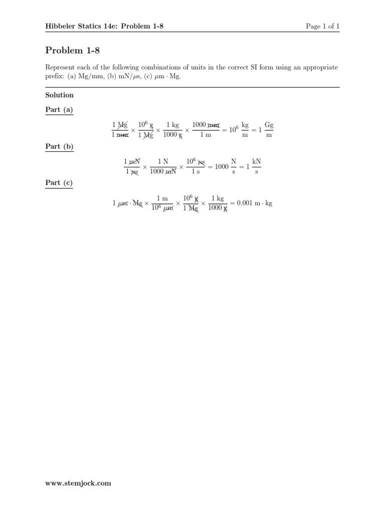 Hibbeler S14 e CH 1 P 8 | PDF