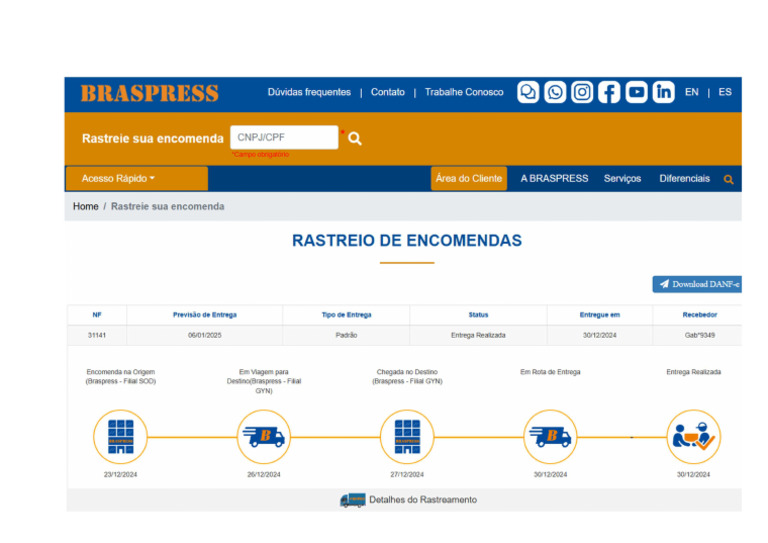 Rastreamento Braspress | PDF