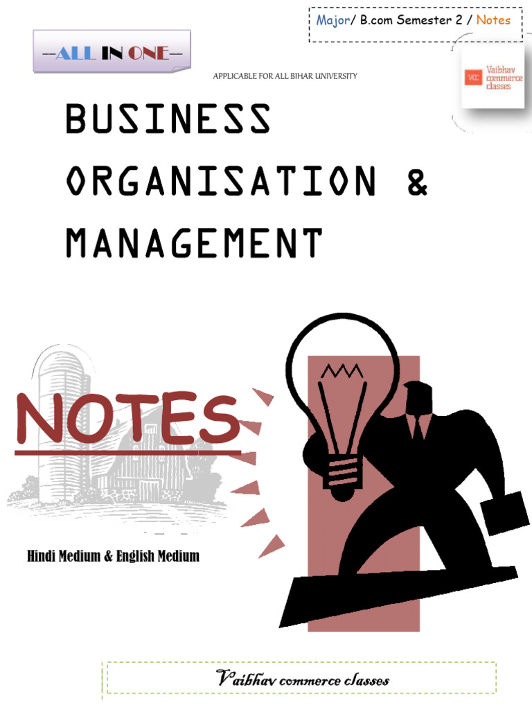 Business Organisation & Management Notes | PDF