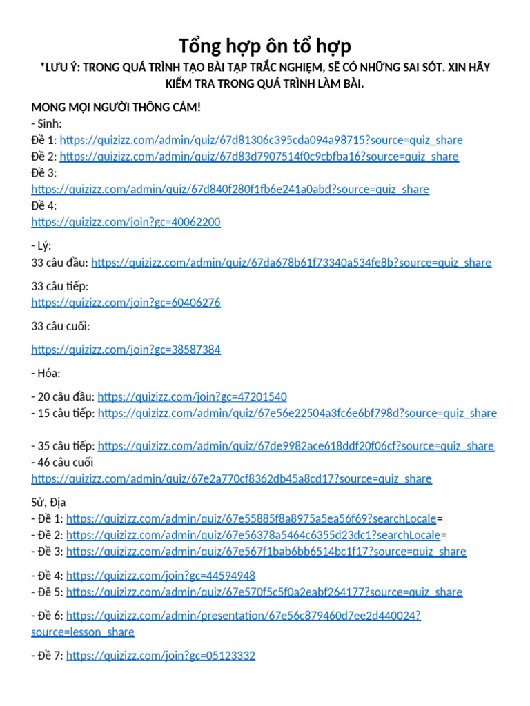 Tổng hợp ôn KHTN (1) | PDF