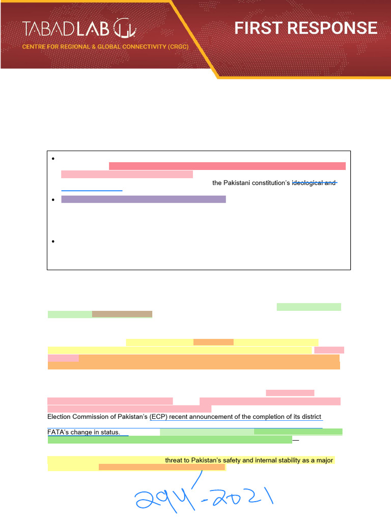 Tabadlab First Response Pakistan The TTP and The Impetus For Internal and Extern | PDF ...