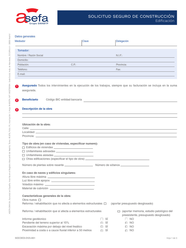 Solicitud Construccion Edificacion | PDF | Seguro | Póliza de seguros