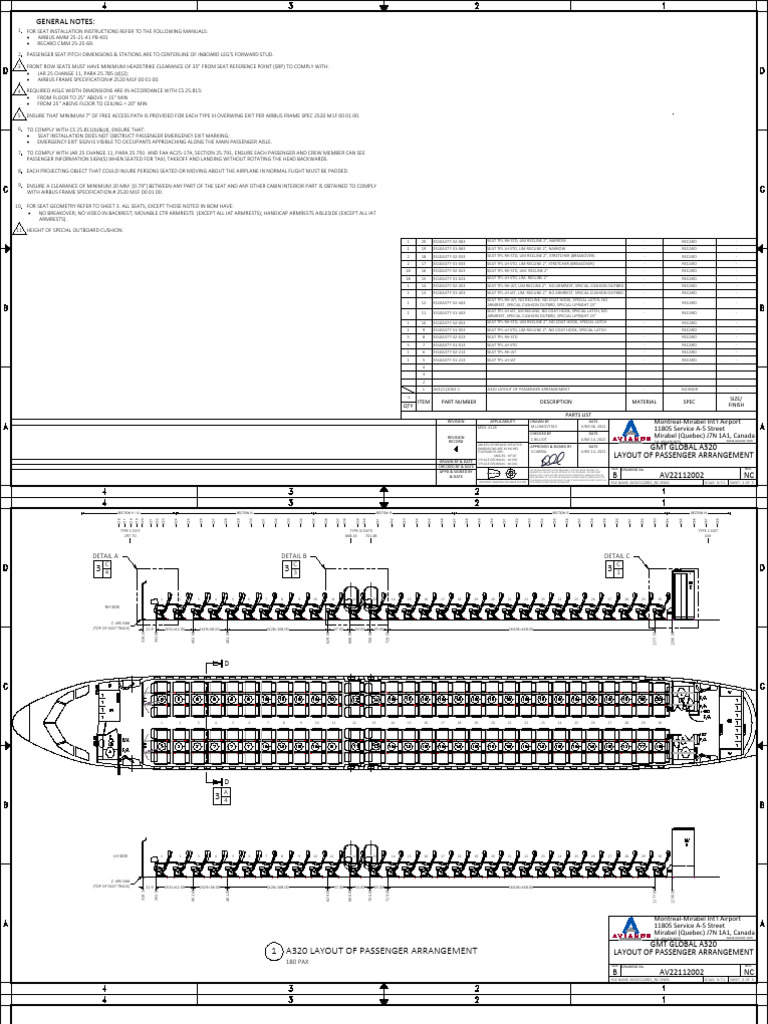 9H MLV Location of Passenger Accommodations LOPA | PDF | Aerospace ...