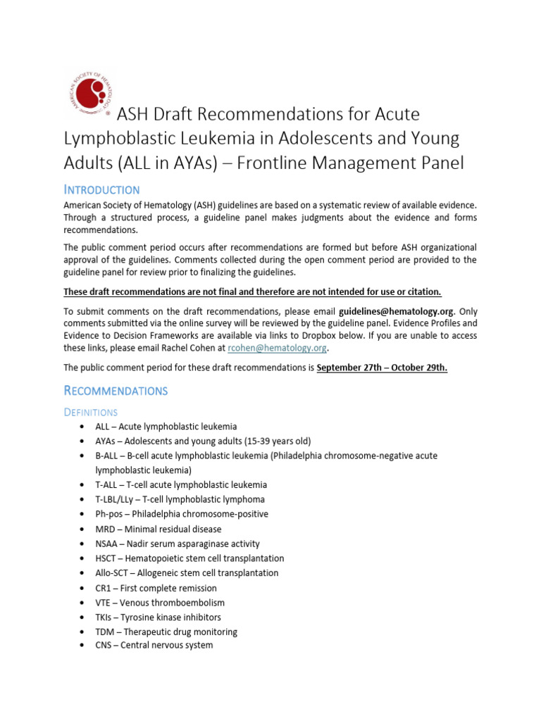ALL in AYA Frontline Management Public Comment Supplementary File ...