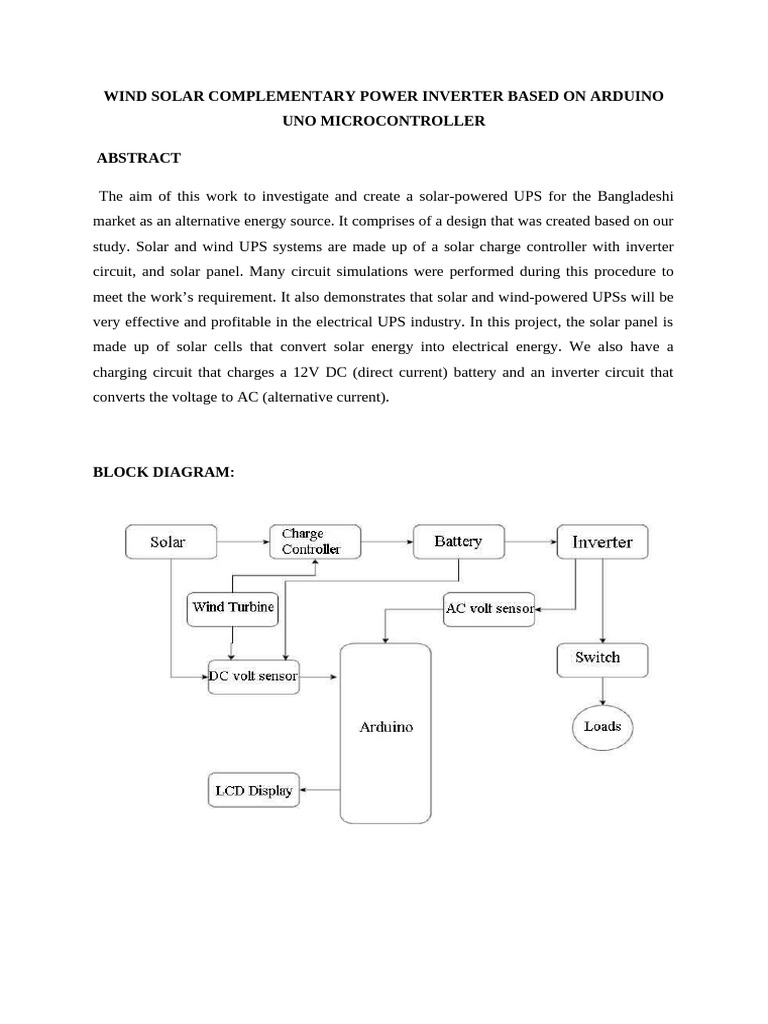 WIND SOLAR COMPLEMENTARY POWER INVERTER BASED ON ARDUINO UNO MICROCONTROLLER | PDF