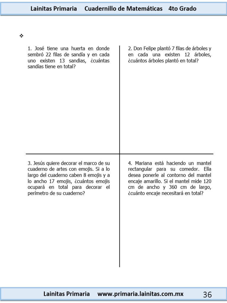 4to Grado - Cuadernillo de Matemáticas (2023-2024)-37 | PDF