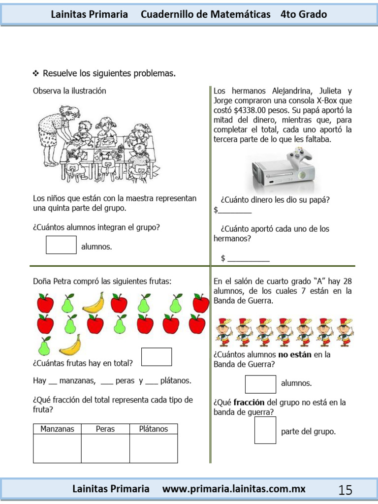 Cuadernillo de Matemáticas 4to Grado | PDF