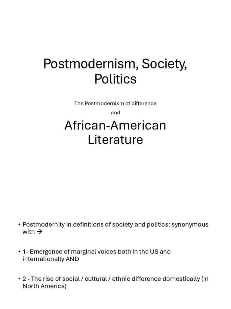 Postmodernism and African-American Literature | PDF