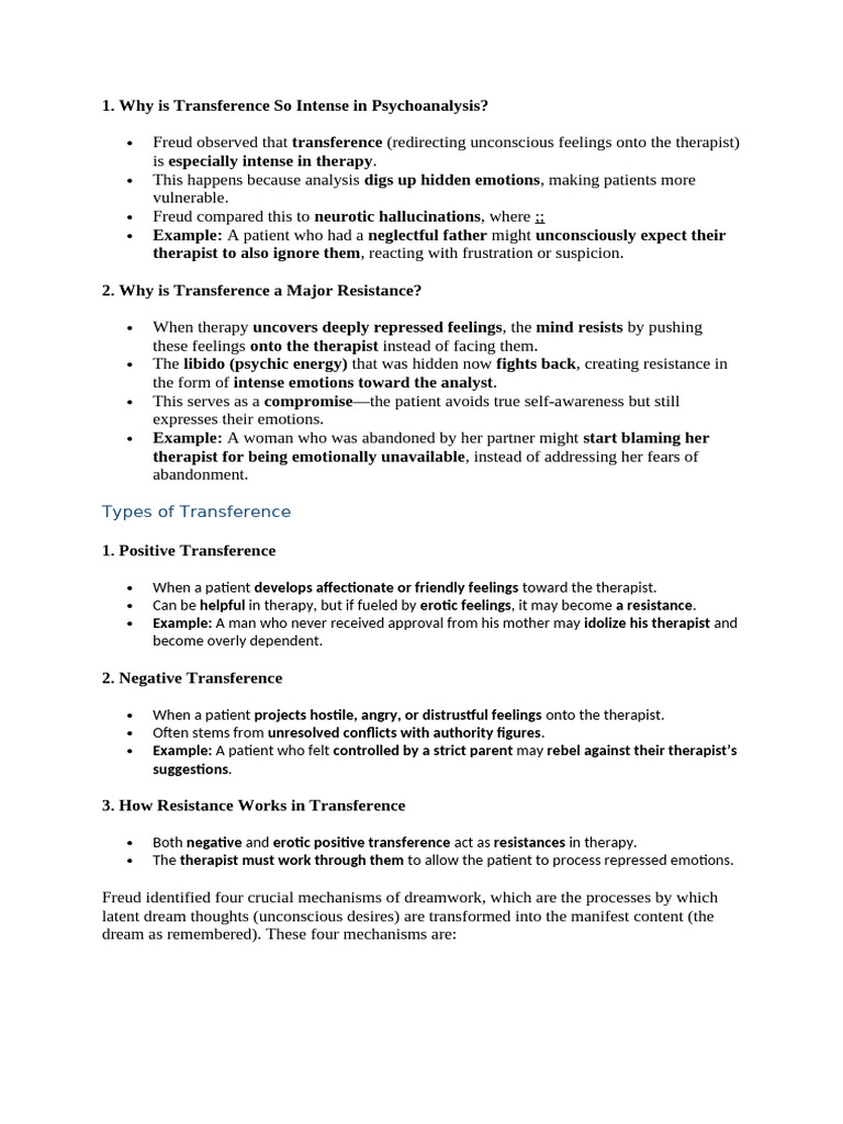 Transference N Dream Work | PDF | Psychotherapy | Psychoanalysis
