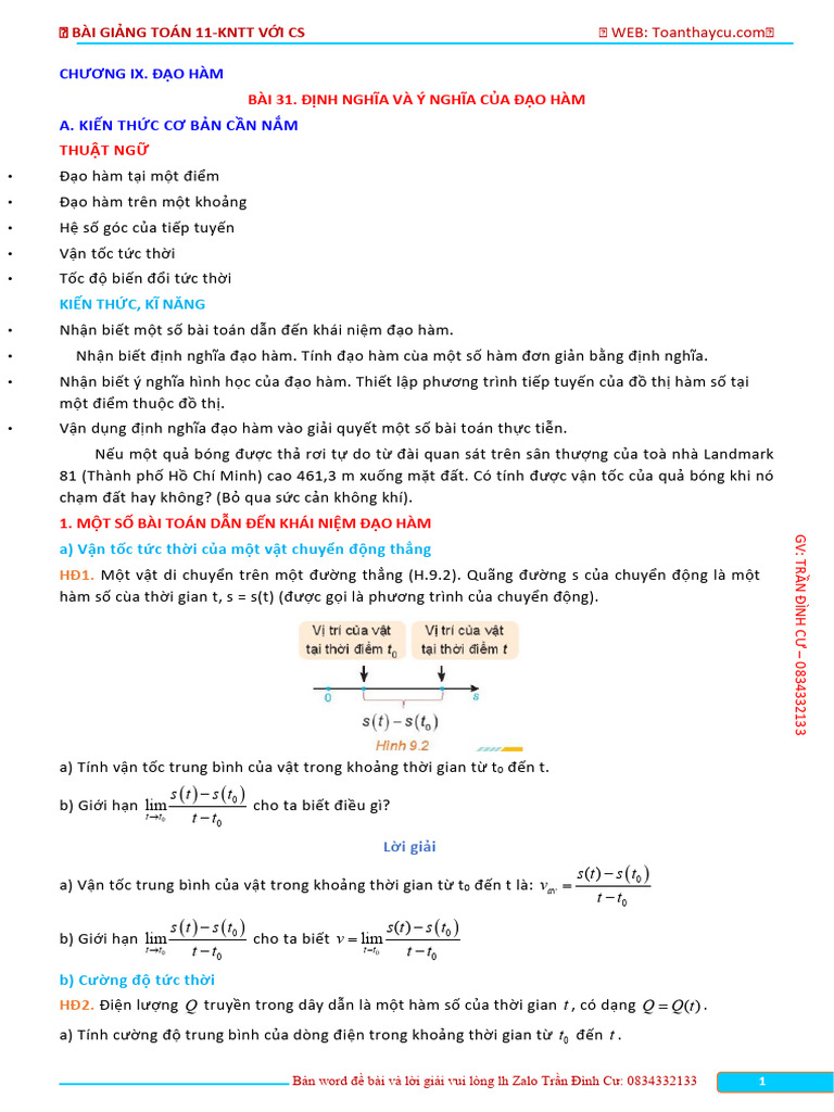 Bai Giang Dao Ham Toan 11 Knttvcs | PDF