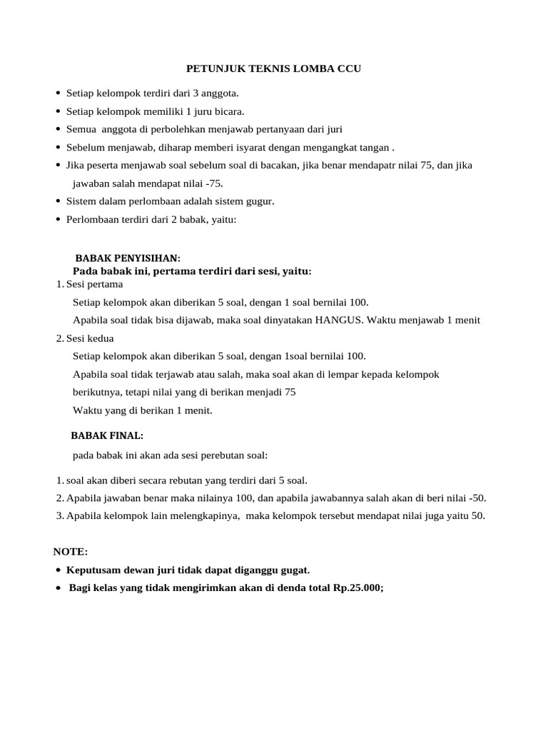 Juknis Lomba Ccu | PDF