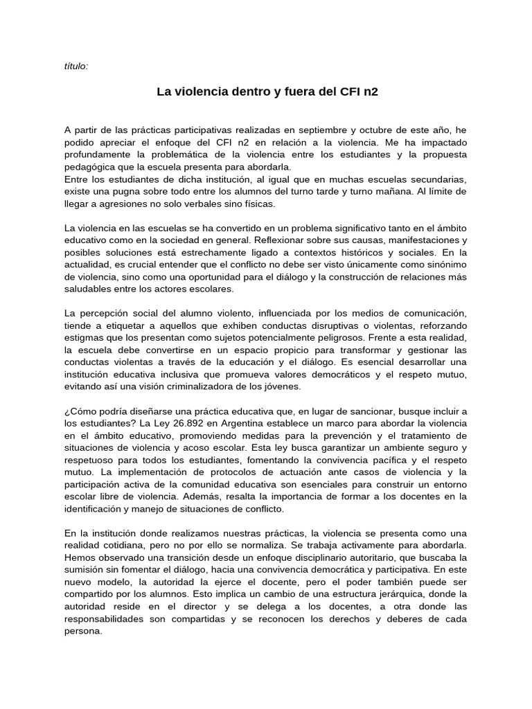 Narrativa Cfi | PDF | Violencia | Escuelas