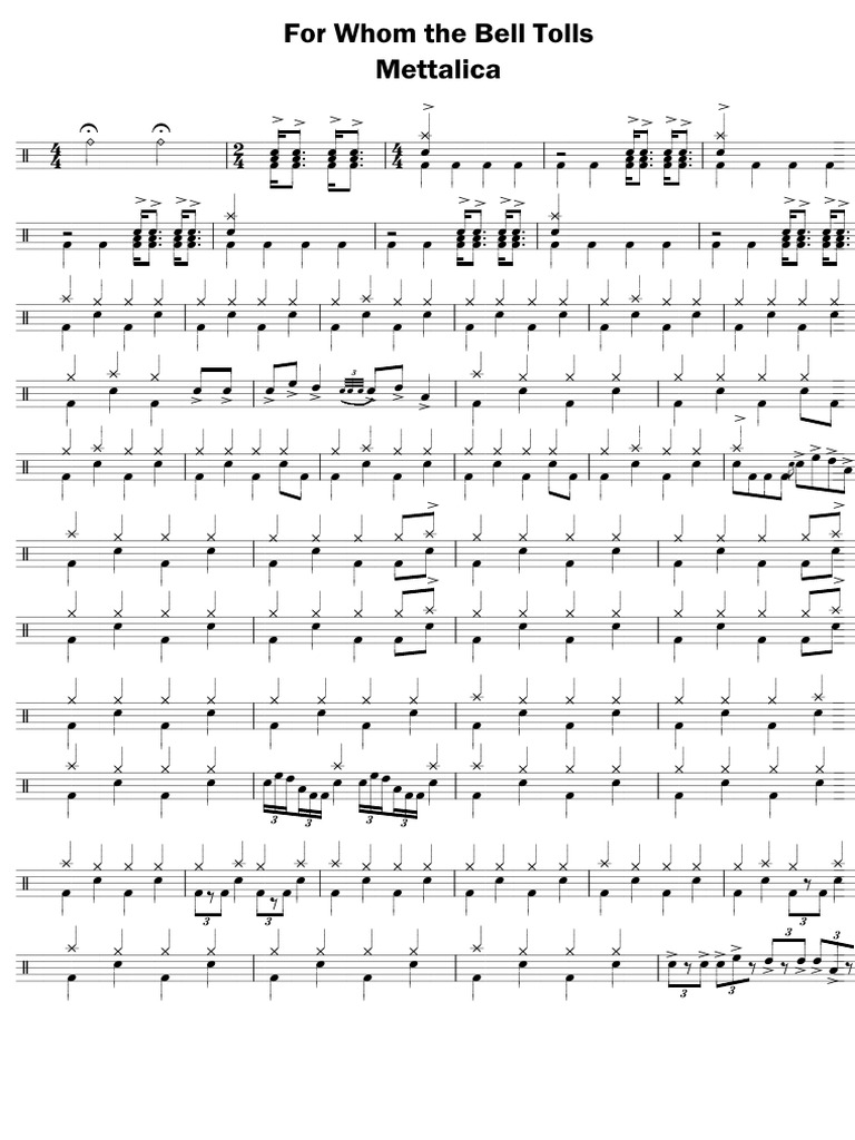 For Whom The Bell Tolls - Mettallica | PDF | Sound Recording | Music ...