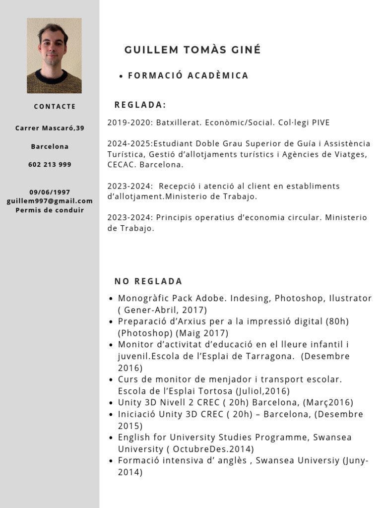 Currículum Guillem | PDF