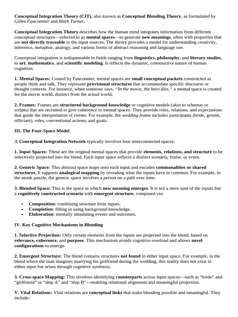 Understanding Conceptual Integration Theory | PDF | Cognition ...