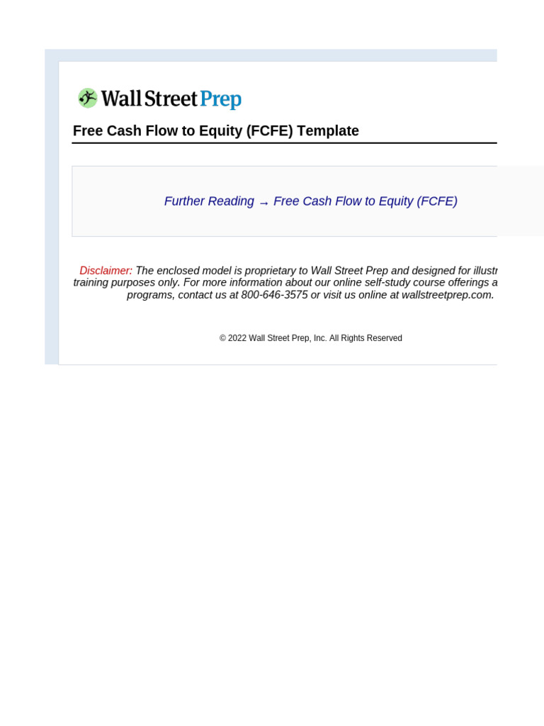 Free Cash Flow to Equity Template | PDF