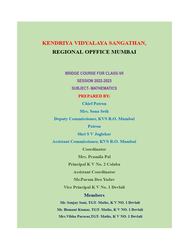 Maths Class Vii Bridge Course Modules | PDF | Area | Triangle